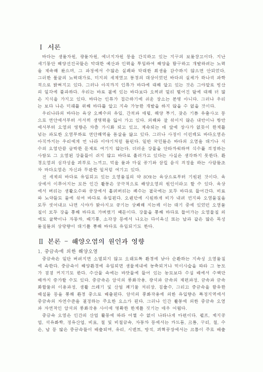 해양오염의 원인과 영향