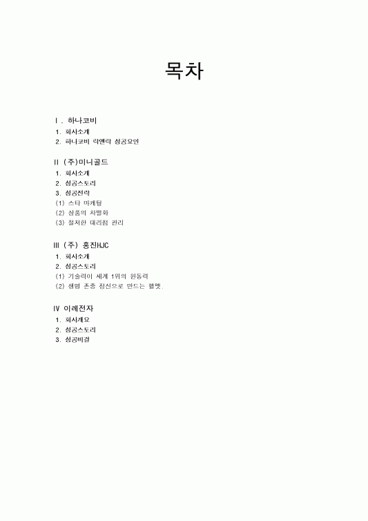 [사회과학] 중소기업의 성공사례