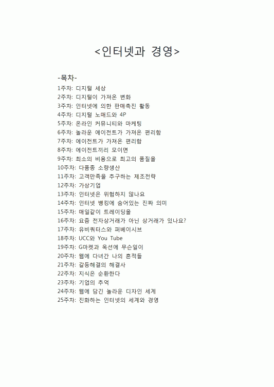 [인터넷과 경영] 강의안 모음