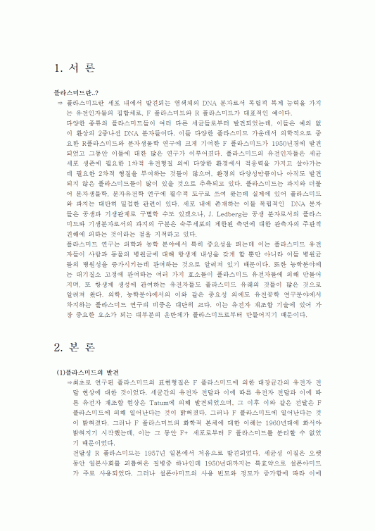 플라스미드 레포트 자료