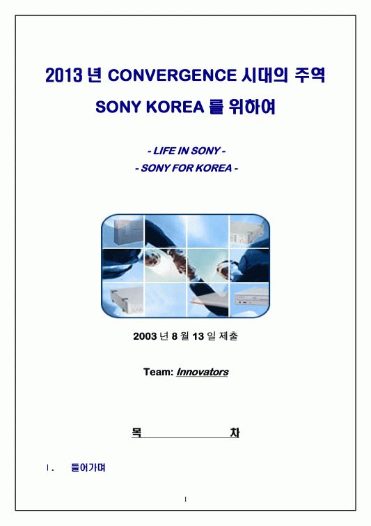 2013년 CONVERGENCE 시대의 주역 SONY KOREA를 위하여