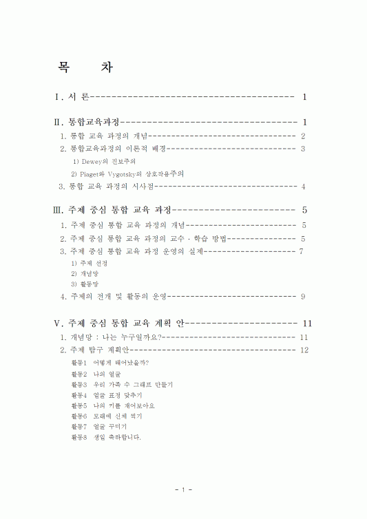 통합 교육과정 이론적 배경과 실제