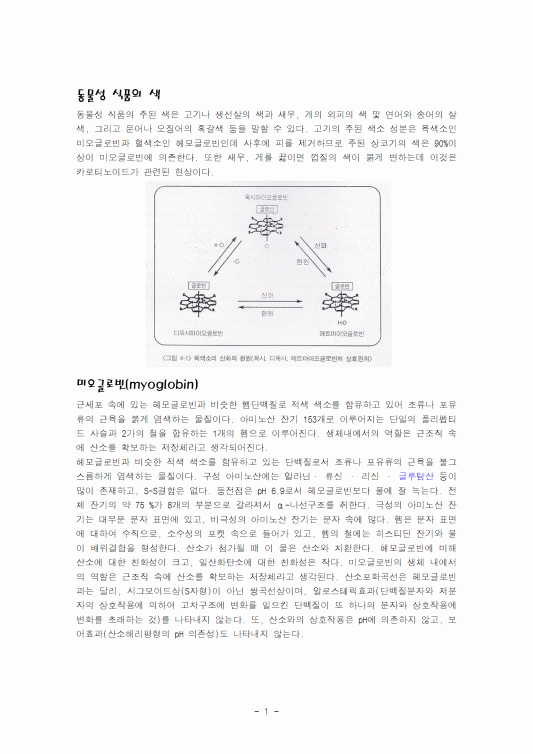 미오글로빈에 따른 육류의 색변화