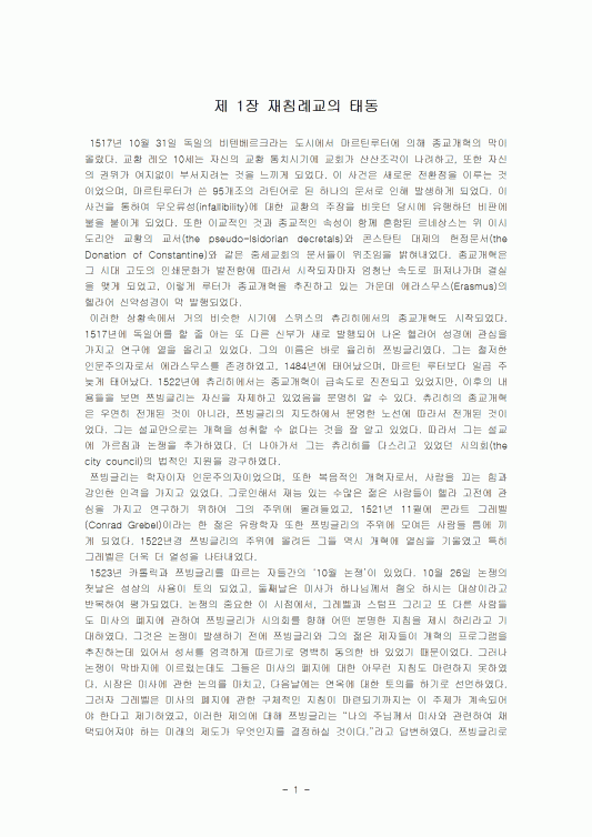 재침례교도의 역사 정리
