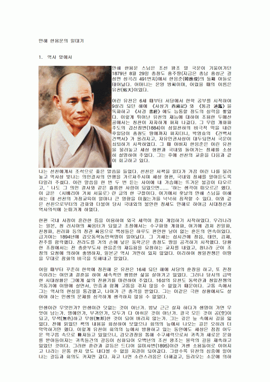 만해 한용운의 일대기