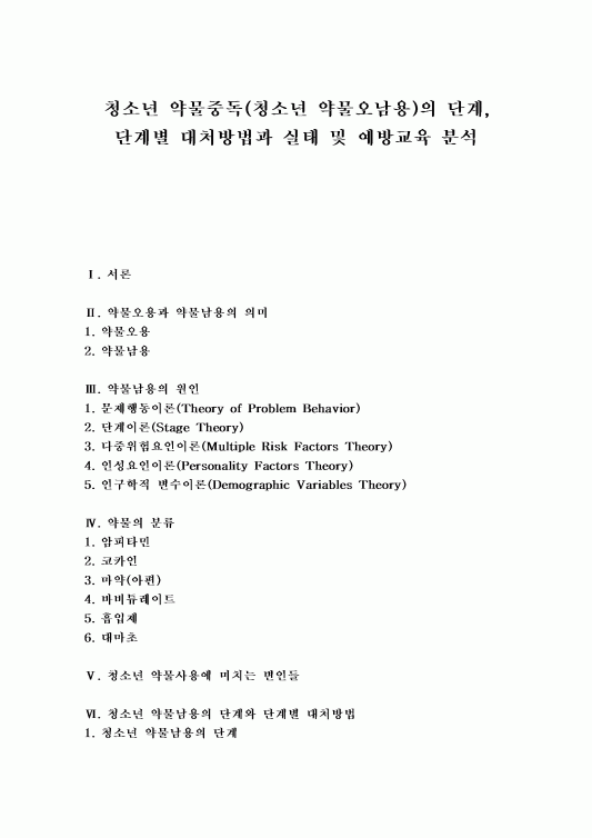 [청소년약물중독][오남용]청소년약물중독(청소년약물오남용)의 단계, 청소년약물중독(청소년약물오남용)의 단계별 대처방법, 청소년약물중독(청소년약물오남용)의 실태, 청소년약물중독(청소년약물오남용)예방교육