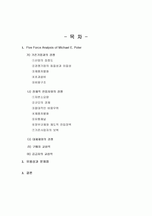 마이클 포터의 Five force model