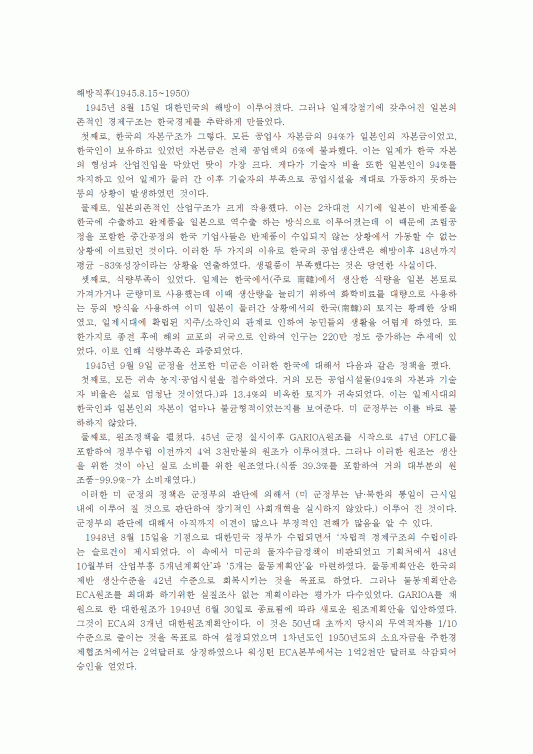 경제사] 해방 직후 에서 제 2차 경제개발계획 에 이르기 까지