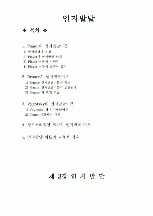 인지발달이론에 관한 체계적인 총정리