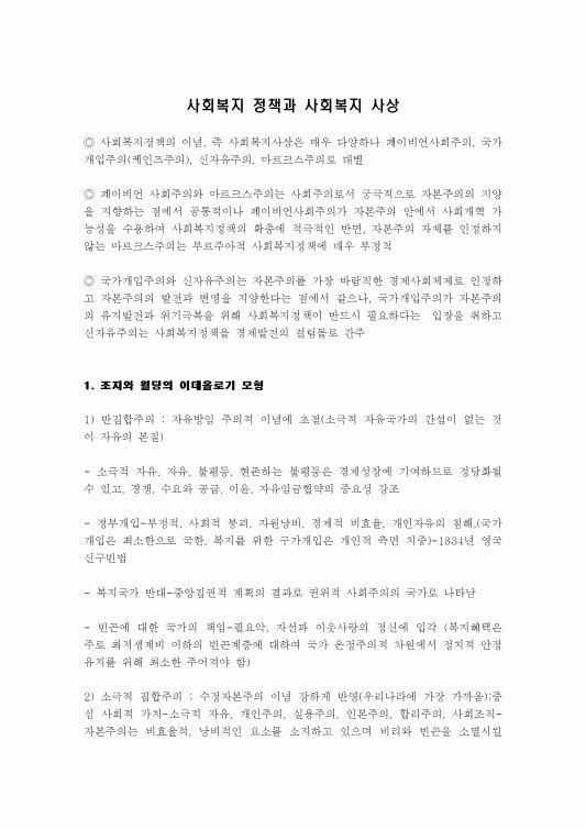 [사회복지] 사회복지 사상