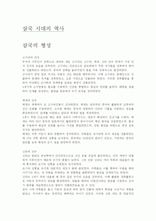 삼국 시대의 역사