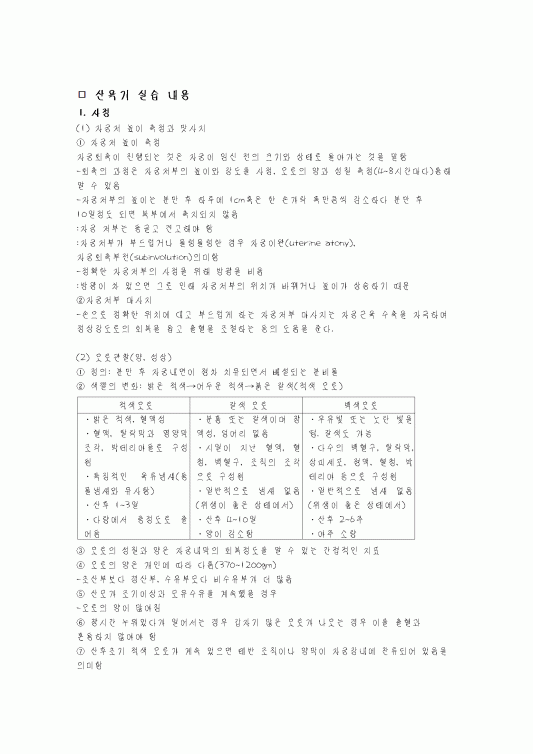 산욕기 간호 레포트 자료