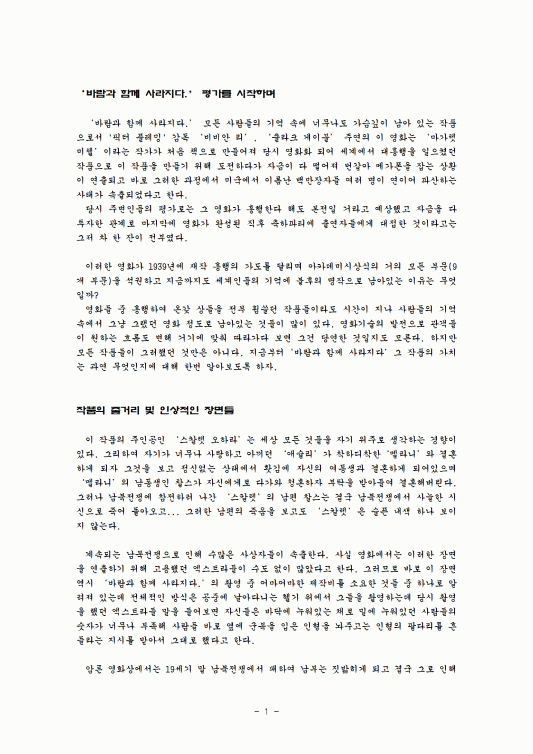 [영화감상] 바람과 함께 사라지다