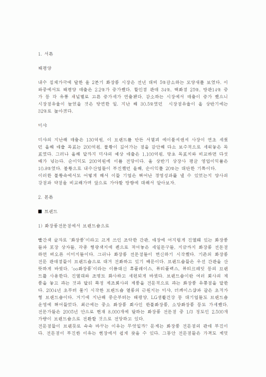 화장품시장의 성장과 세계화 - 태평양과 미샤를 중심으로