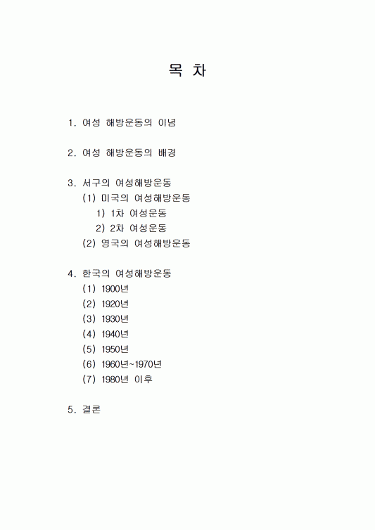 여성해방운동 - 이념, 배경, 서구, 한국
