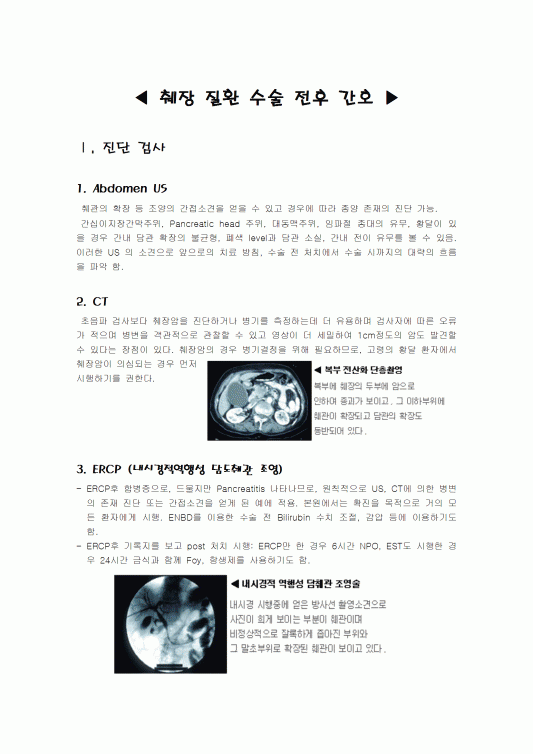 췌장질환의 진단및 수술전후 치료 과정