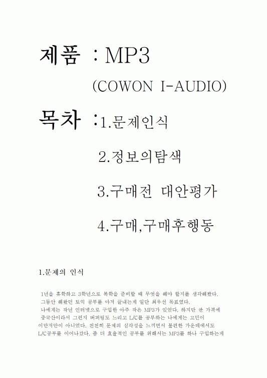 소비자행동(제품구매과정)