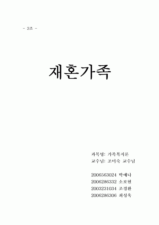 재혼가족 레포트