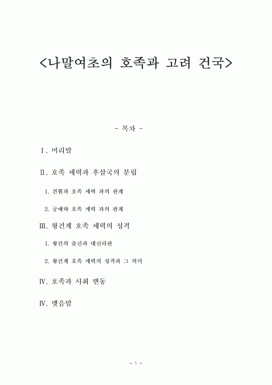 나말 여초의 호족과 고려 건국