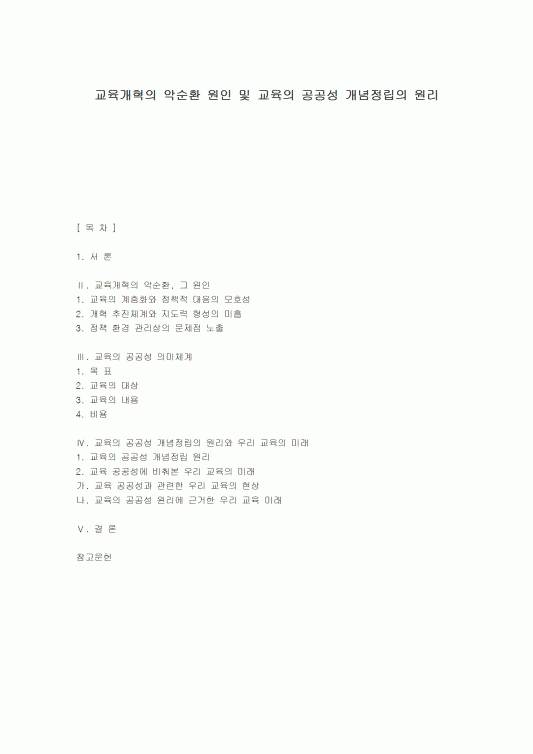 교육개혁의 악순환 원인 및 교육의 공공성 개념정립의 원리