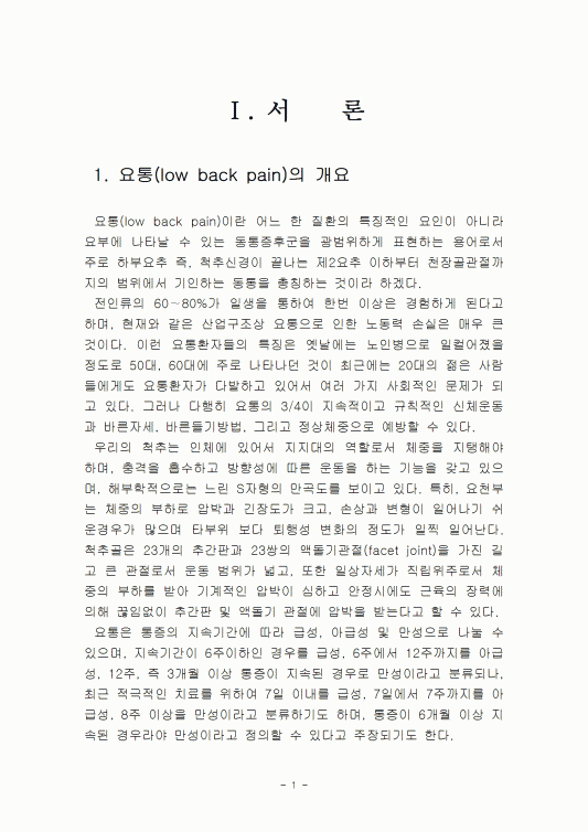 [논문] 요통의 원인과 운동처방