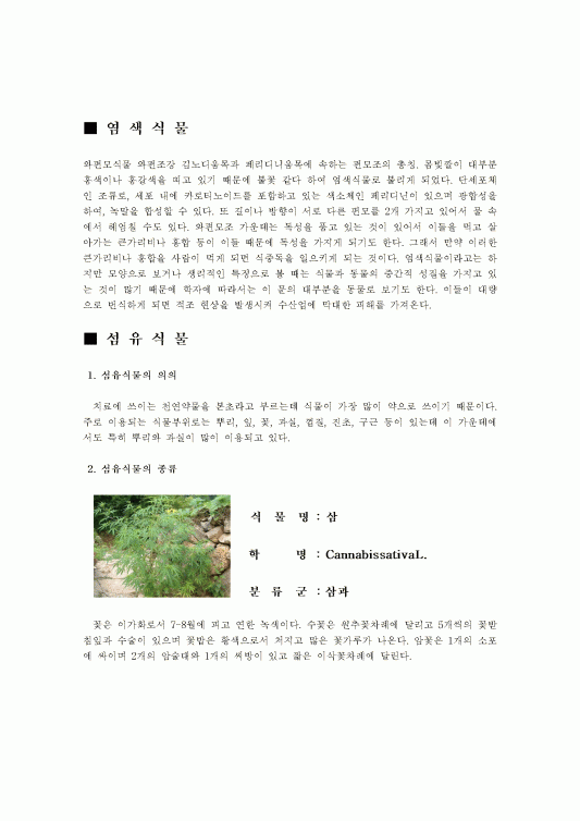 염색식물과 섬유식물 그리고 기호식물에 관하여