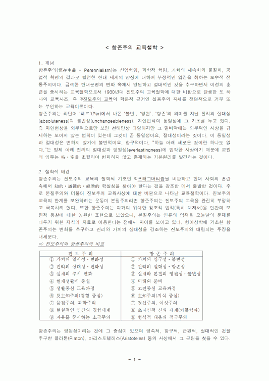 [교육철학]항존주의 교육철학
