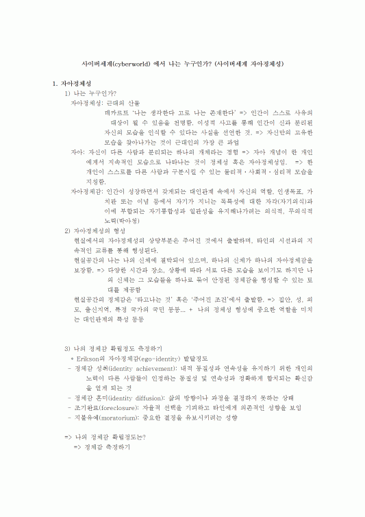 사이버세계(cyberworld) 에서 나는 누구인가