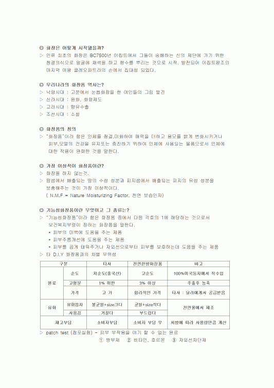 화장품학 기초내용