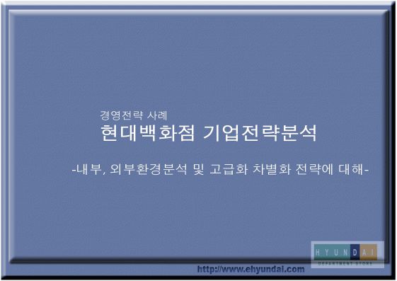 현대백화점 내부 외부환경분석 및 고급화 차별화 전략