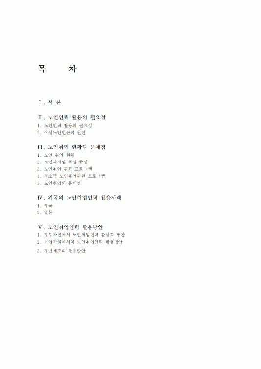 노인인력(노인취업)의 현황과 문제점, 활용방안