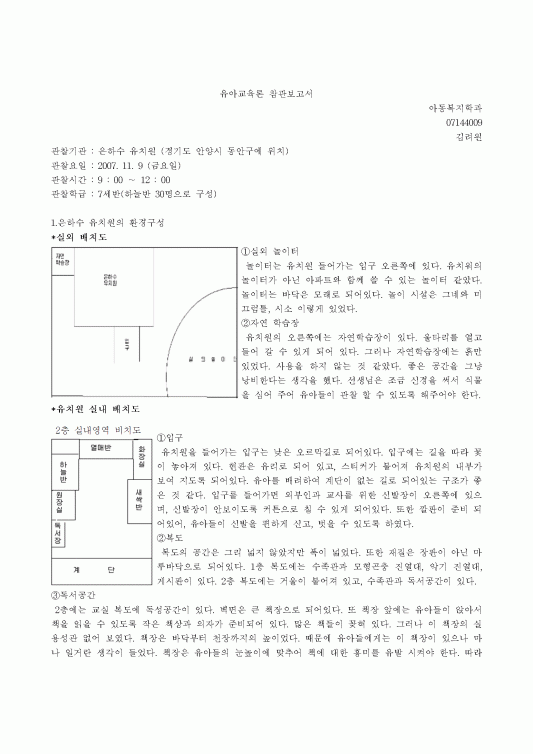 어린이집 참관보고서