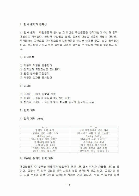 대한항공의 HRM분석