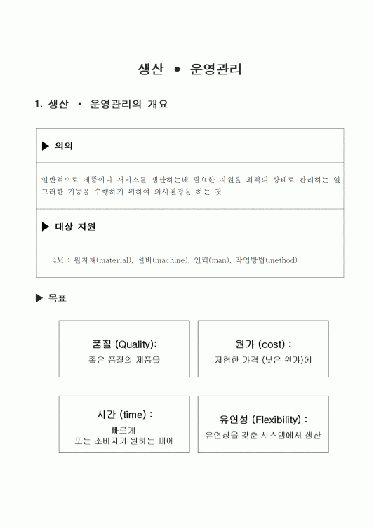 경영)생산,운영관리 요약 레포트
