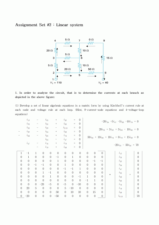 수치해석(MATLAB 3.0) - Linear system