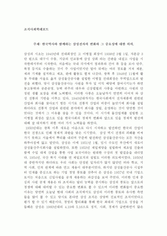 한국역사와 함께하는 삼성전자의 변화와 그 중요성에 대한 의의.