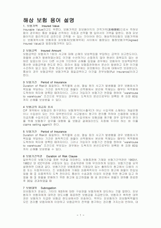 해상 보험 용어 설명
