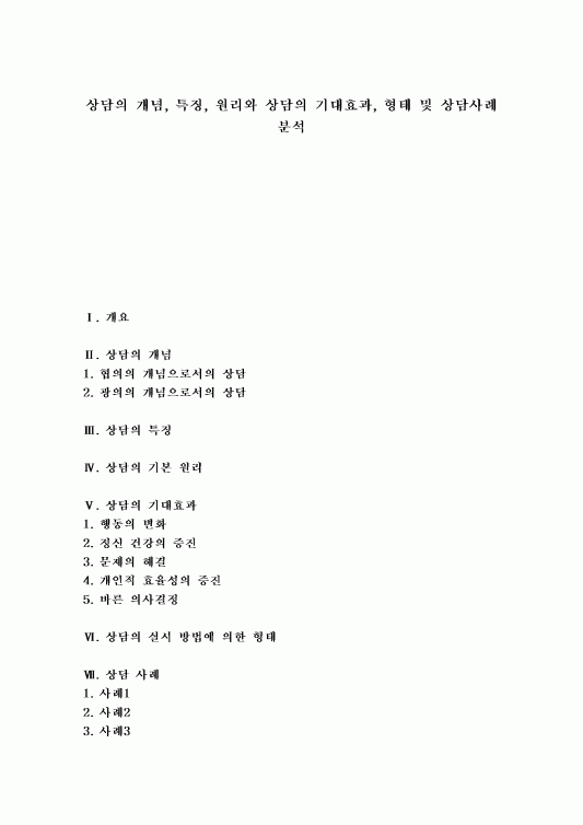 [상담][상담 사례]상담의 개념, 상담의 특징, 상담의 원리와 상담의 기대효과, 형태 및 상담사례 분석(상담의 개념, 상담의 특징, 상담의 기본 원리, 상담의 기대효과, 상담의 실시 방법에 의한 형태, 상담 사례)