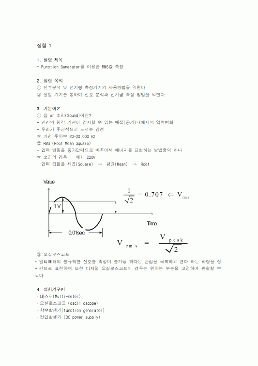 음압 및 소음도 측정