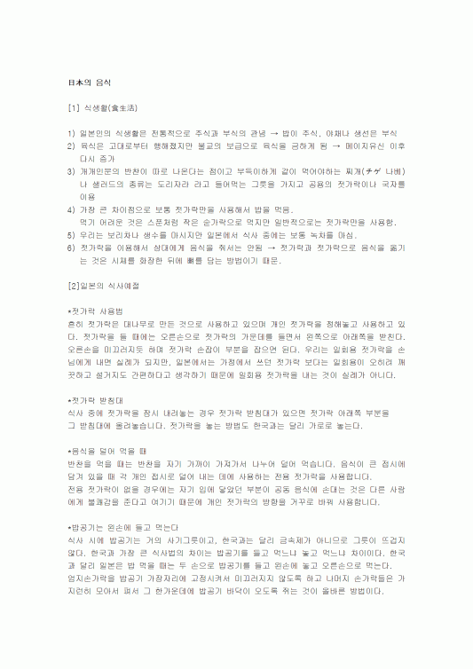 [인문과학] 일본의 음식