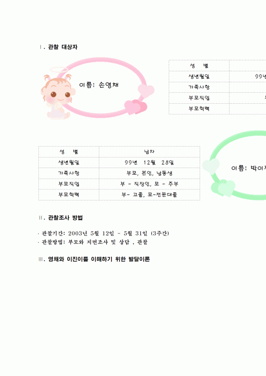 아동발달 관찰일지