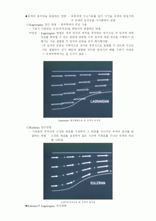 Eulerian and Lagrangian Descriptions in Fluid mechanics 정리