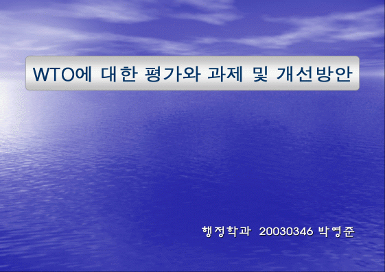 WTO의 평가와 과제 개선방안