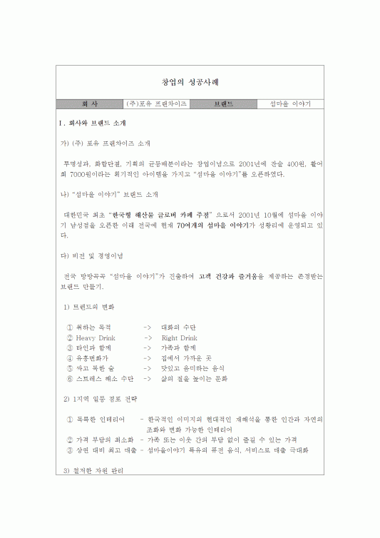 창업 성공사례(섬마을이야기)와 실패사례(디비딕 닷컴)