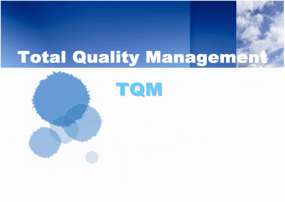 TQM(최종본)에 관한 완벽 발표 자료