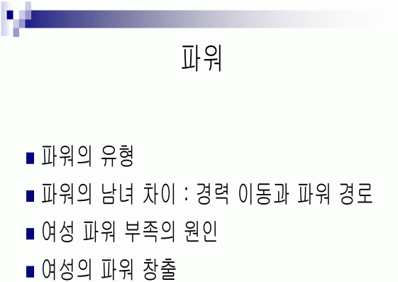 여성 파워에 관한 발표 자료입니다.