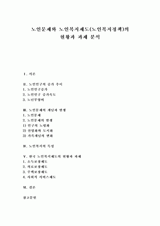 [노인복지][노인복지제도][노인복지정책][노인복지서비스][노인복지체계][노인문제][고령화사회][고령화]노인문제와 노인복지제도(노인복지정책)의 현황과 노인복지제도(노인복지정책)의 과제 분석(노인복지)