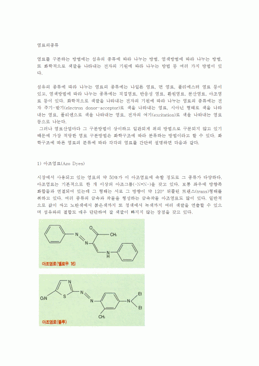 염료의종류 레포트 자료