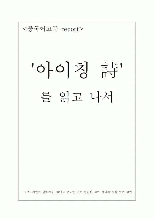 아이칭시에 대해서