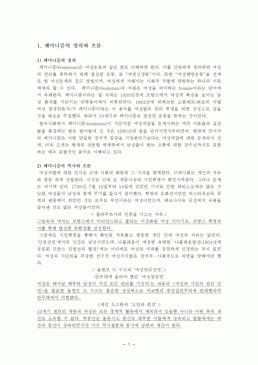 페미니즘이란 무엇인가? 받은 리포트입니다.